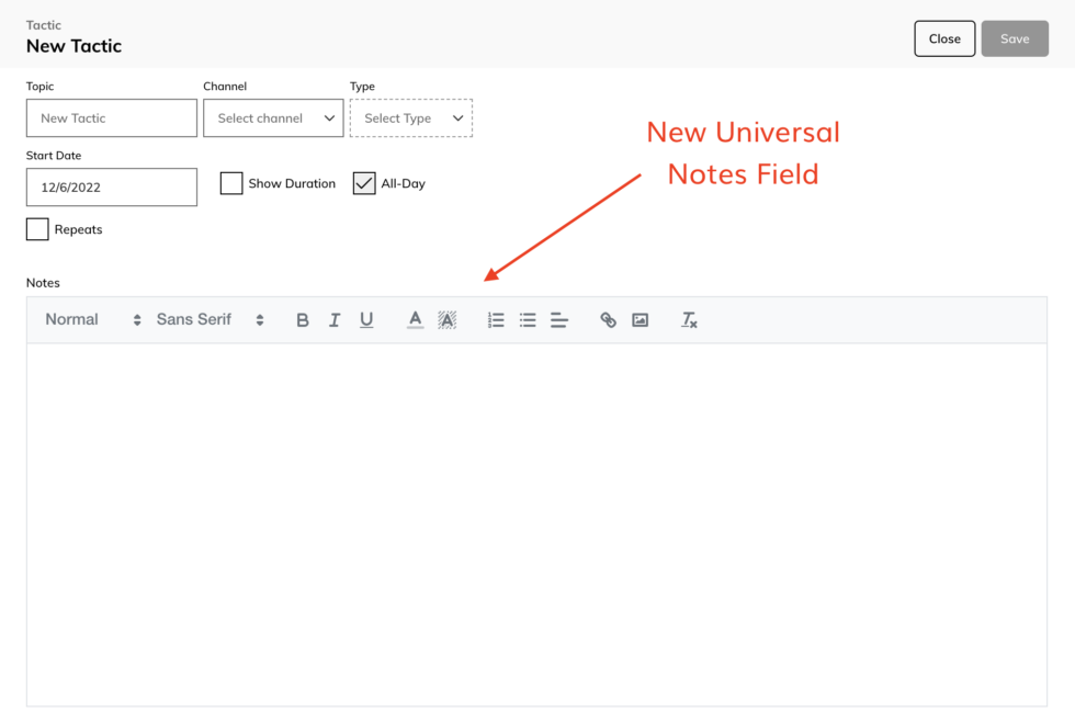 New Universal Notes Field, Monthly Theme, & Hover Features - Annum